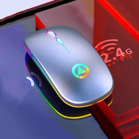 Optical Backlit USB Mice Rgb Wireless Mouse Cordless Ultra Slim Pc ...