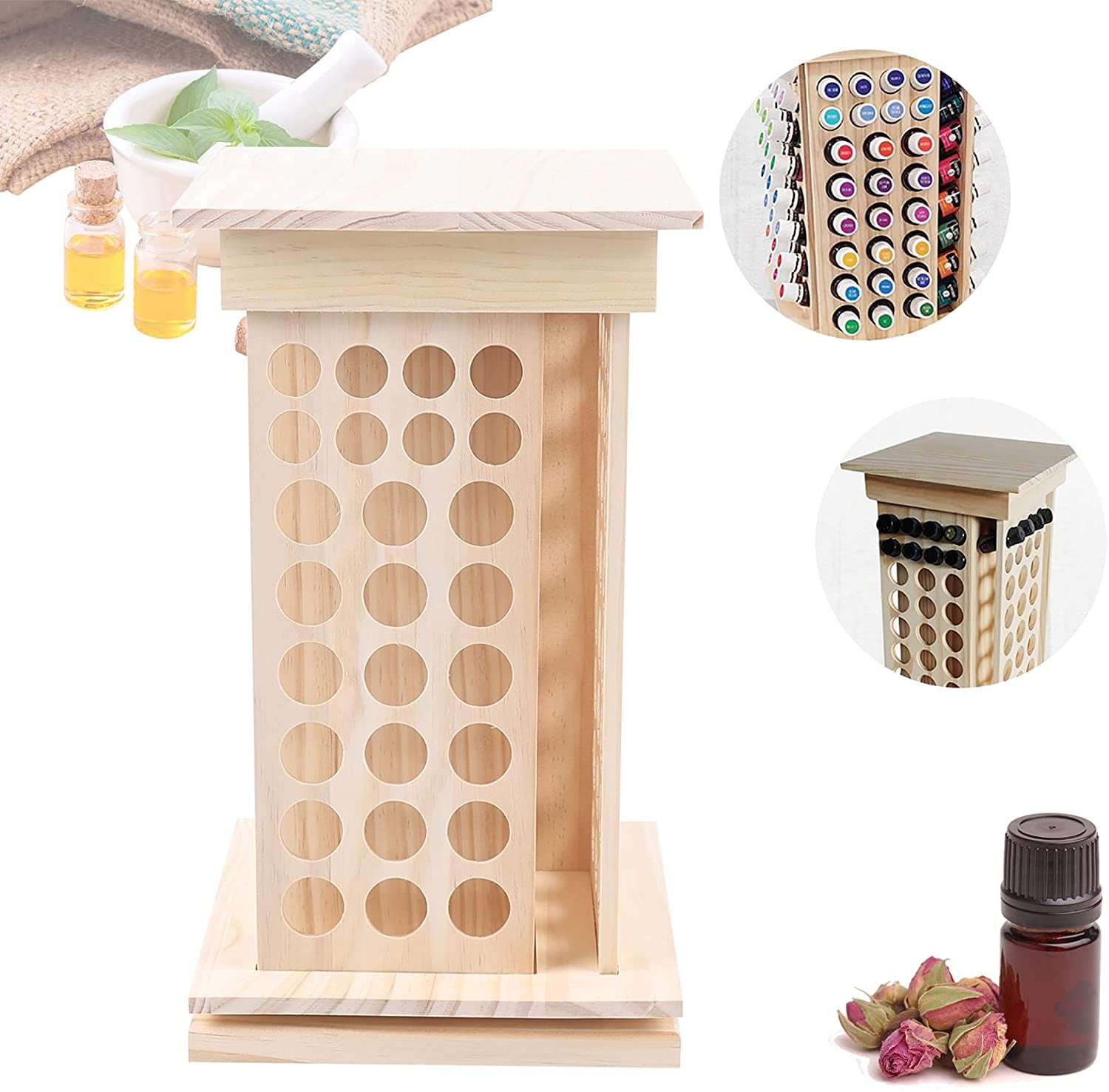 8 Tier Wood Rotating Oil Bottle Holder Oil Bottle Classification Stand ...
