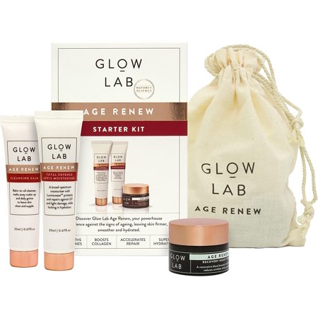 Glow Lab Age Renew 3 Piece Starter Kit Skin Care Gift Set - Radiant ...