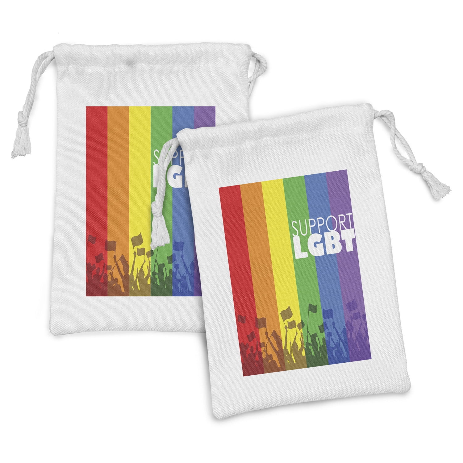 Pride Fabric Pouch Set of 2, Support LGBT Calligraphy with Celebration ...
