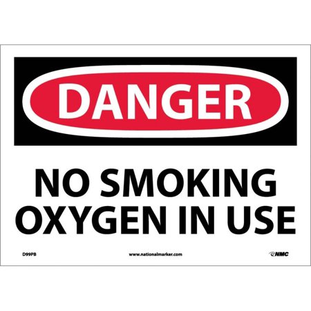 NMC D99PB DANGER - NO SMOKING OXYGEN IN USE Sign - 14 in. x 10 in., Red ...