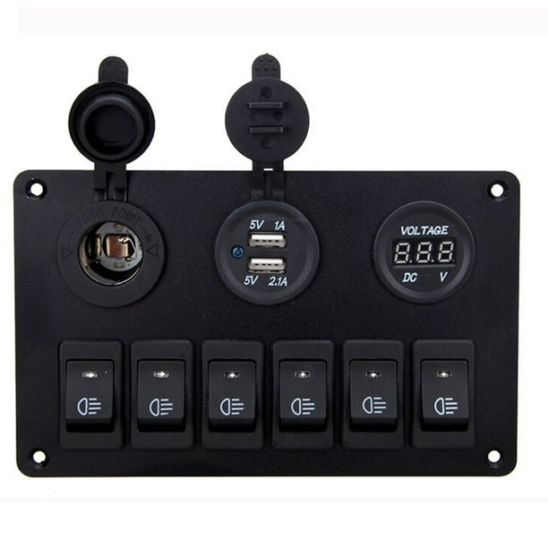 6 Gang Marine Boat Rocker Switch Panel, 12V Waterproof RV Led Switch ...