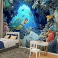 Peel and Stick Wallpaper Sea Turtle Swimming Colorful Coral Reef ...