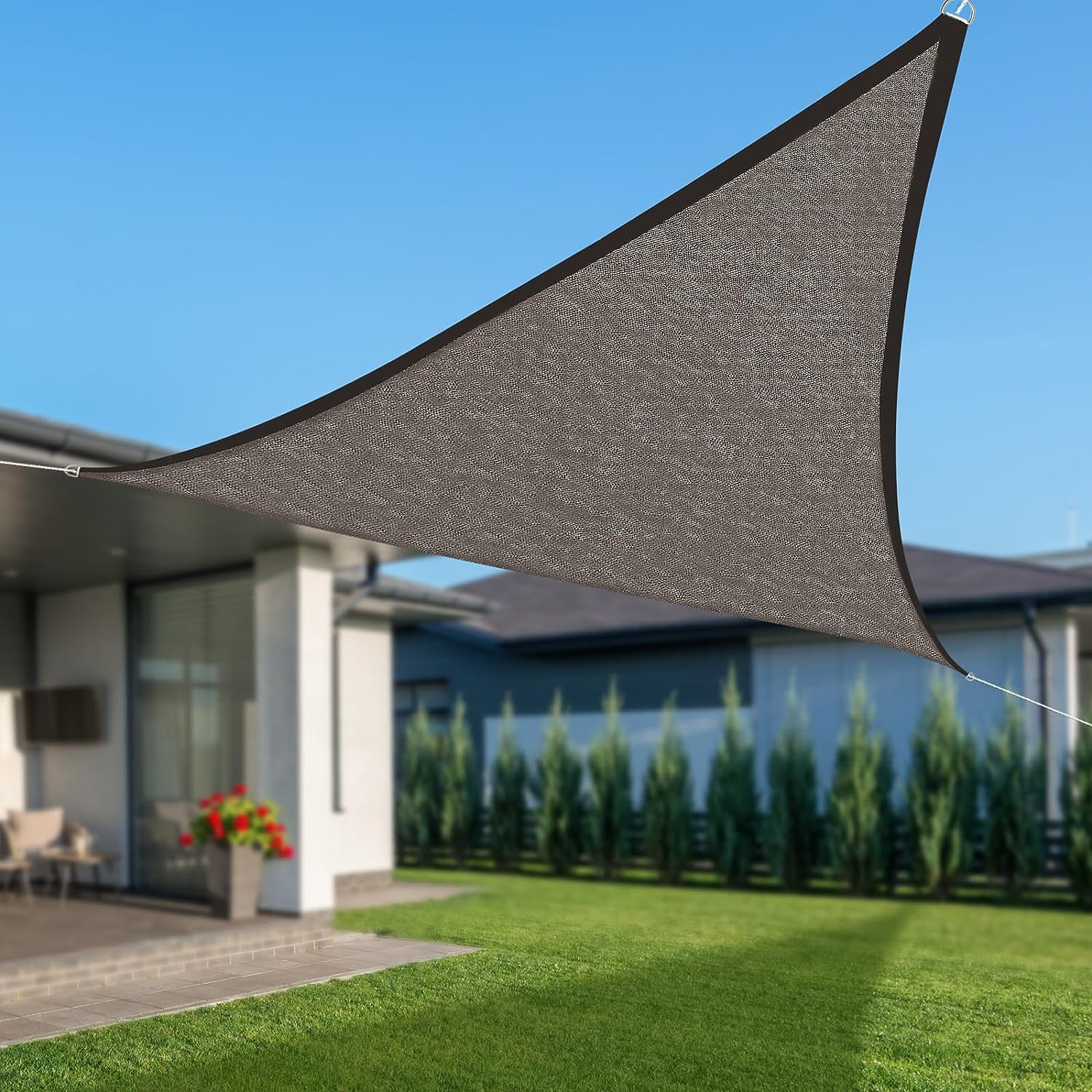 Fichiouy Triangle Sun Shade Sail Canopy for Outdoor Patio Garden Lawn ...