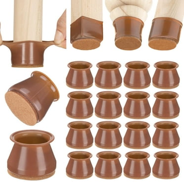 24 Pcs Chair Leg Caps with Wrapped Felt,Clear Silicone Chair Leg Floor ...