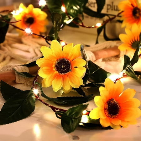 Artificial Sunflower String Lights 30 LED 7.2 Feet Sunflower Home Decor ...