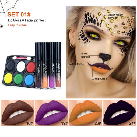 yievot NAGETA Halloween Makeup Set Halloween Lip Gloss + Face Paint Set ...