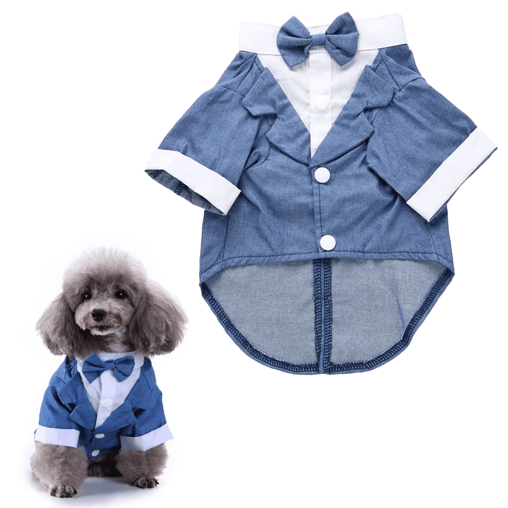 Pets Blue Wedding Jackets Suit for Dogs with Blue Bow Tie Puppy Cat ...