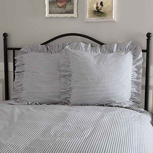 Piper Classics Farmhouse Ticking Stripe Blue Euro Sham 26 X 26