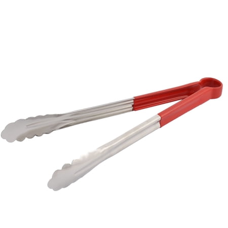 Home Kitchen Stainless Steel Bread Food Tong Clip Silver Tone Red 36cm ...
