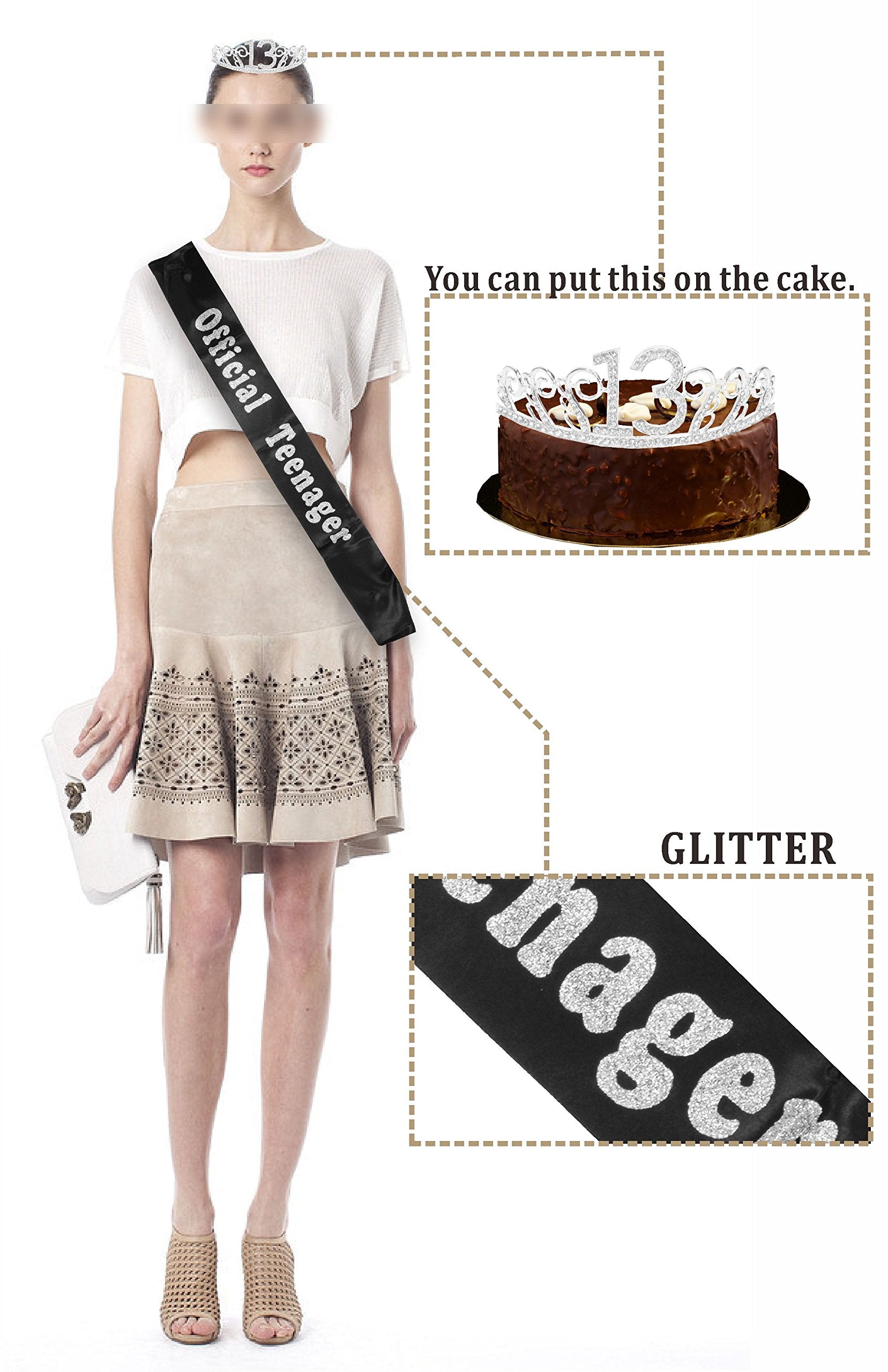 13th Birthday Sash And Tiara For Girls - Fabulous Set: Glitter Sash ...