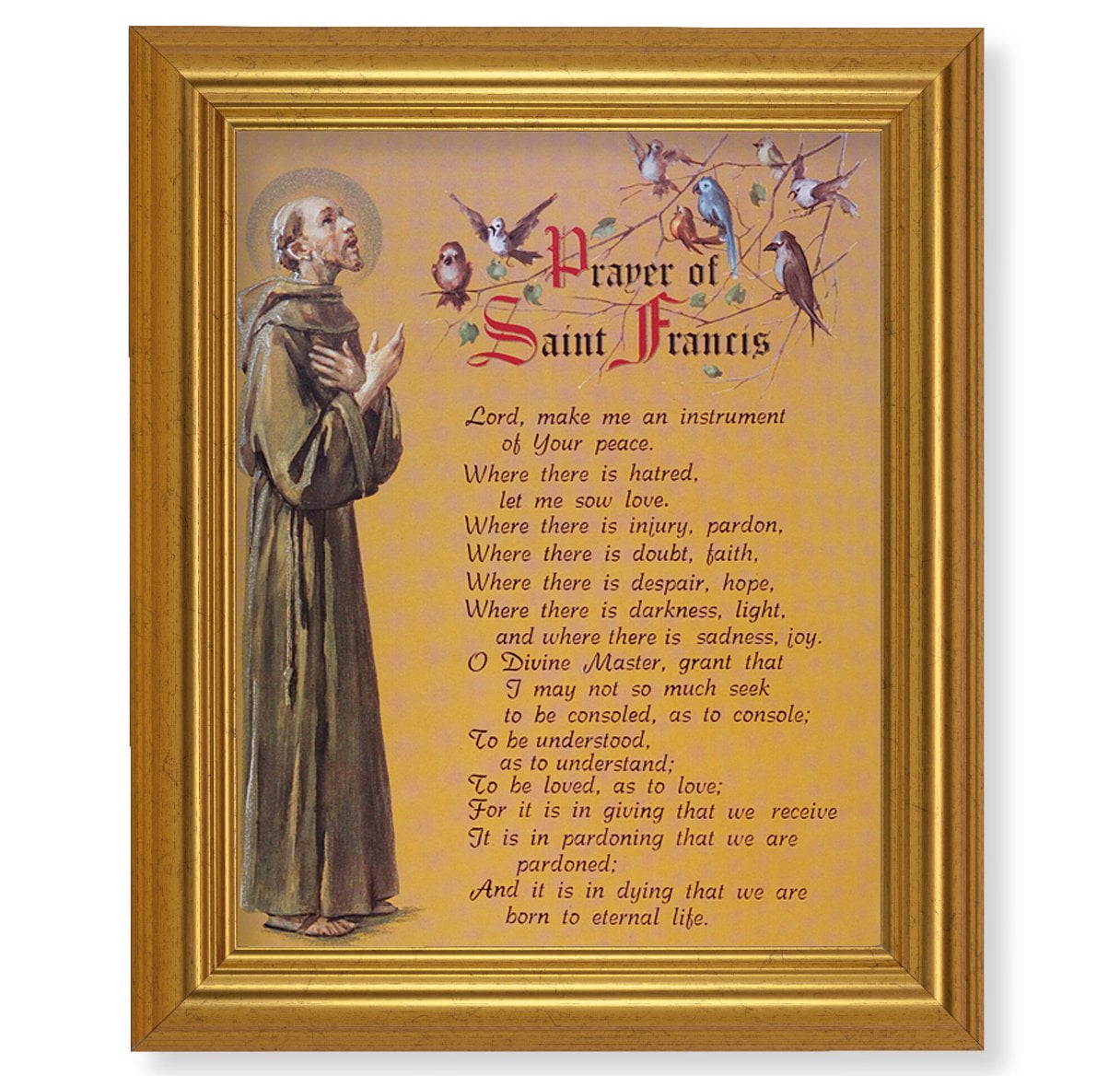 Prayer of St. Francis Picture Framed Wall Art Decor, Large, Antique ...