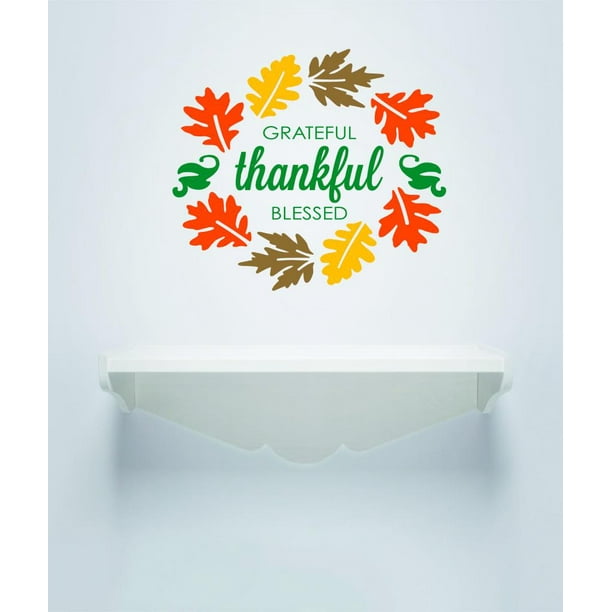 Wall Decal :grateful Thankful Blessed Thanksgiving Holiday Sign Fall ...
