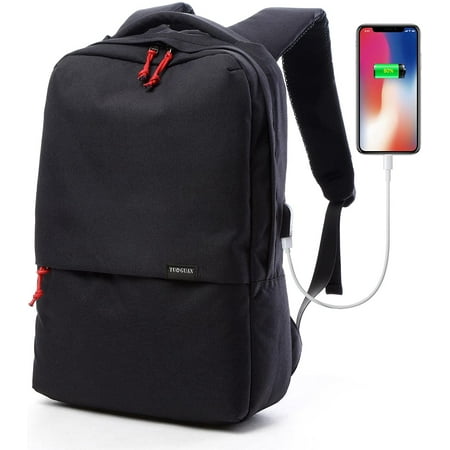 Business Laptop Backpack with USB Charging Port,Water Resistant Canvas ...