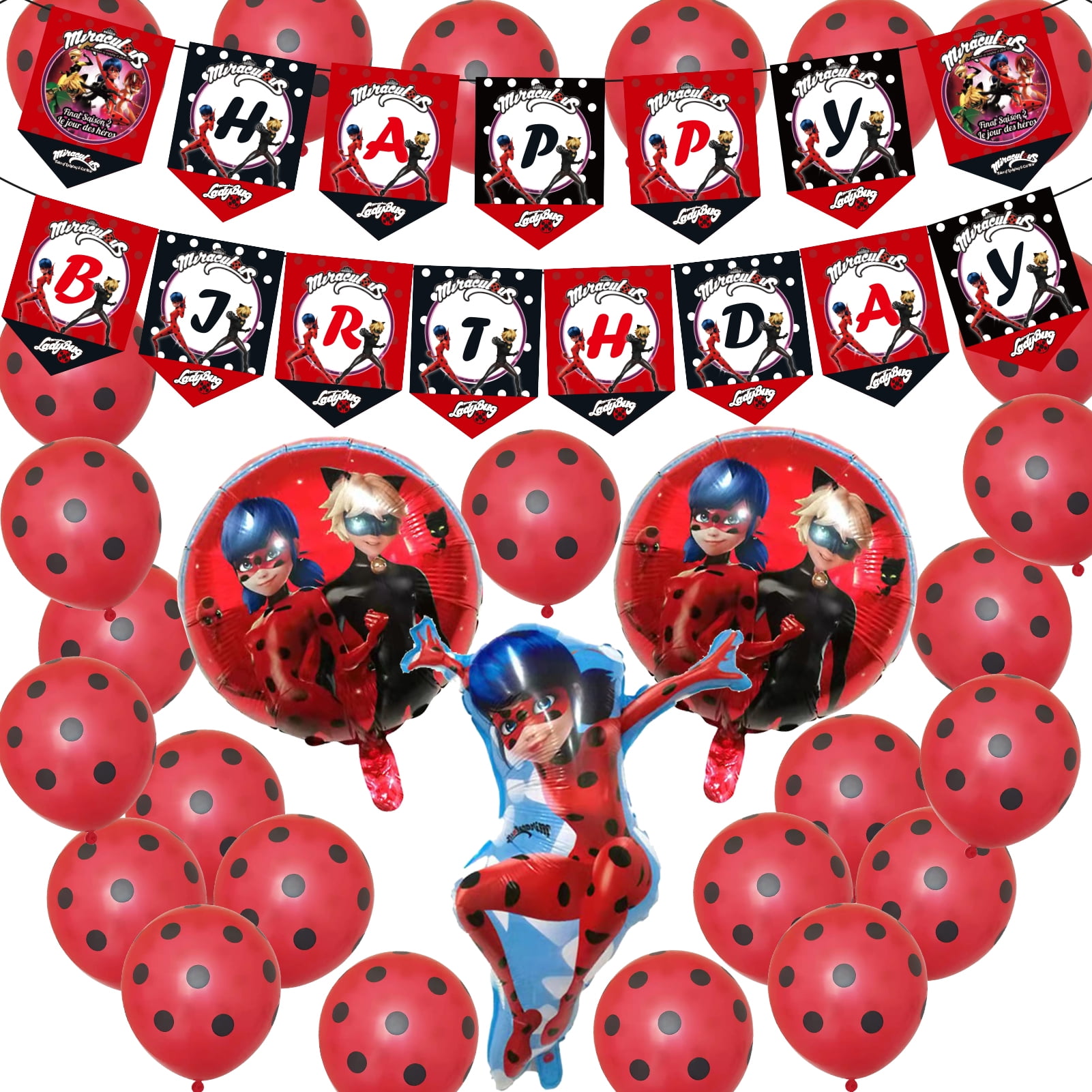 28PcsMiraculous Ladybug Balloons SetMiraculous Ladybug Party ...