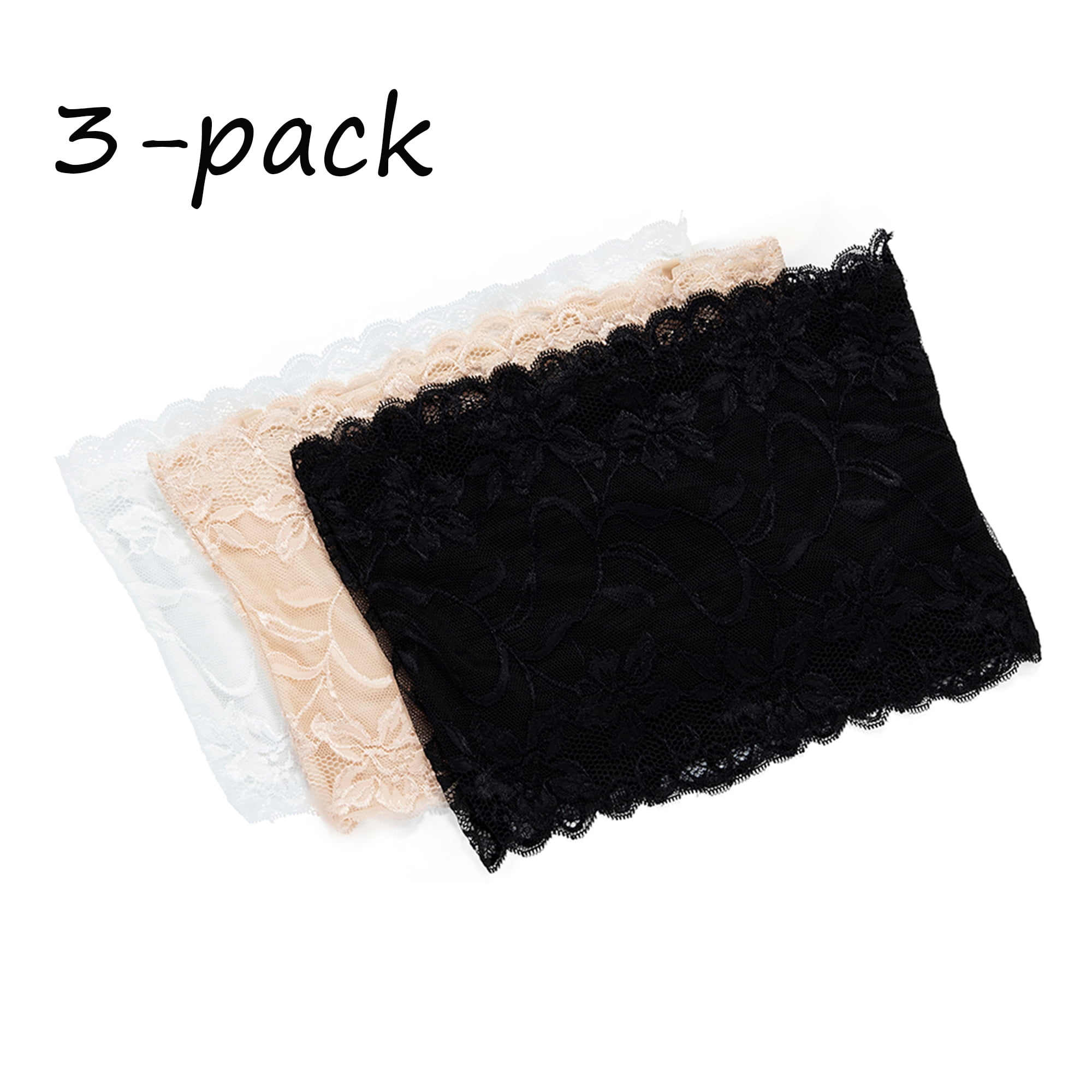 3 Pieces Floral Lace Tube Top Bandeau Bra Bandeau Strapless Bras ...