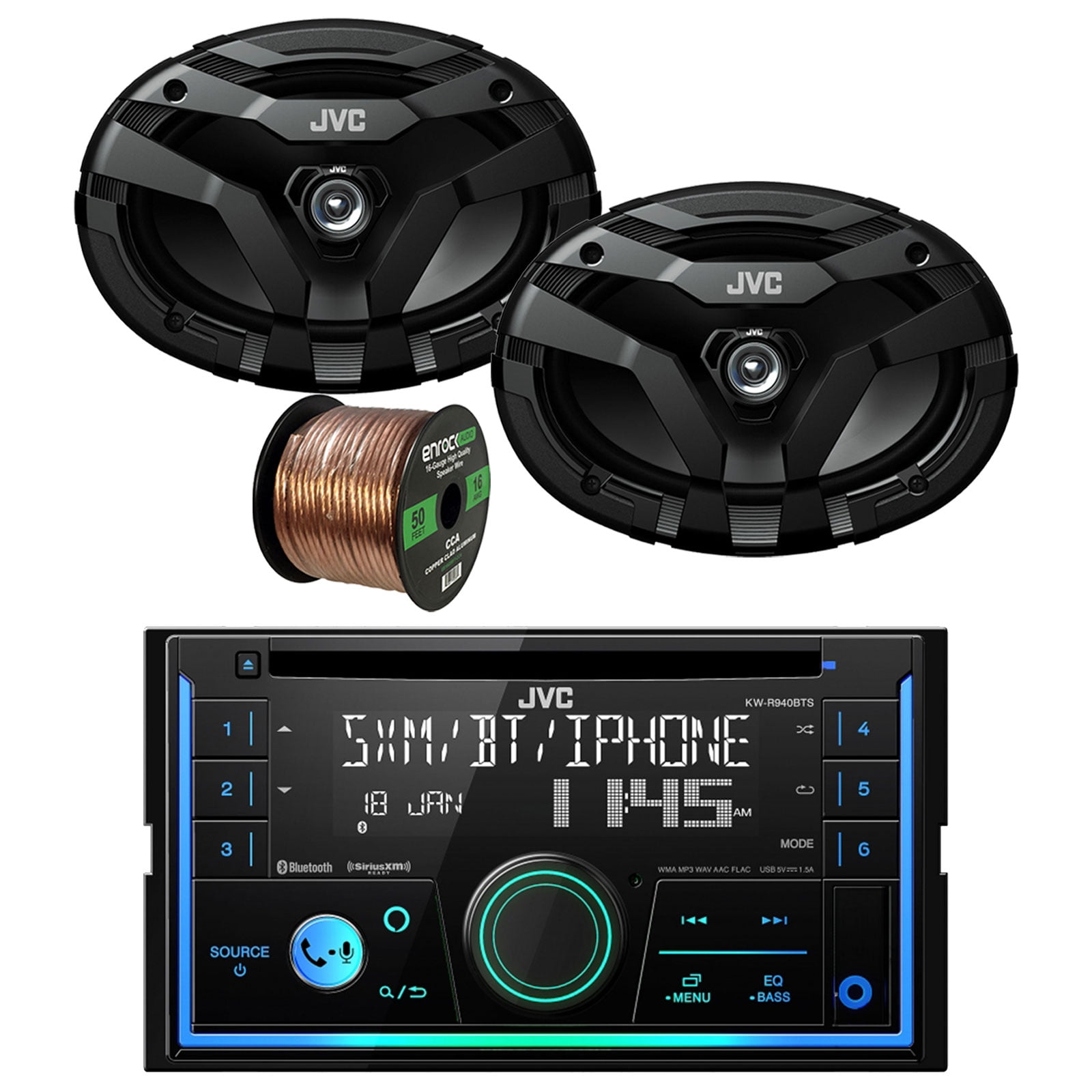 JVC KW-R940BTS Double DIN Bluetooth USB AUX AM/FM Stereo CD Player ...