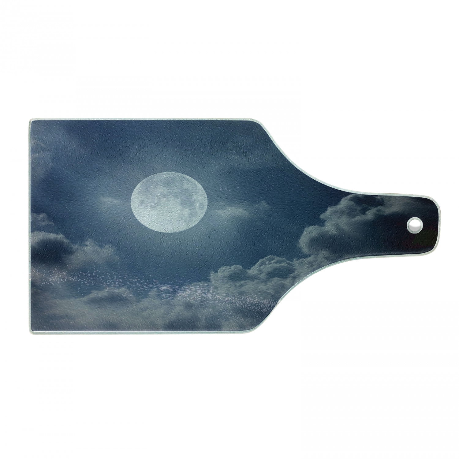 Moon Cutting Board, Night Sky with Full Moon and Clouds Nature ...