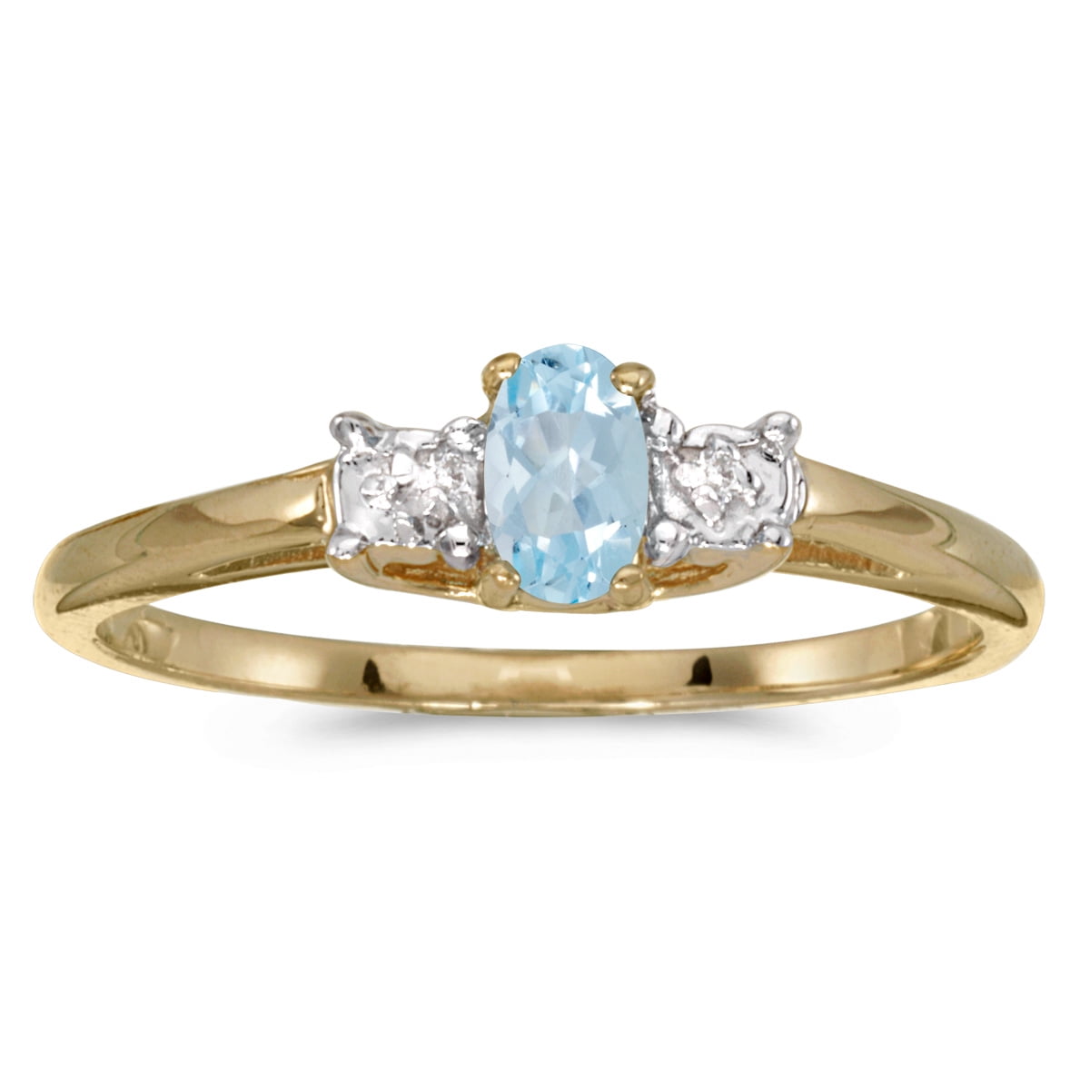 10k Yellow Gold Oval Aquamarine And Diamond Ring - Walmart.com