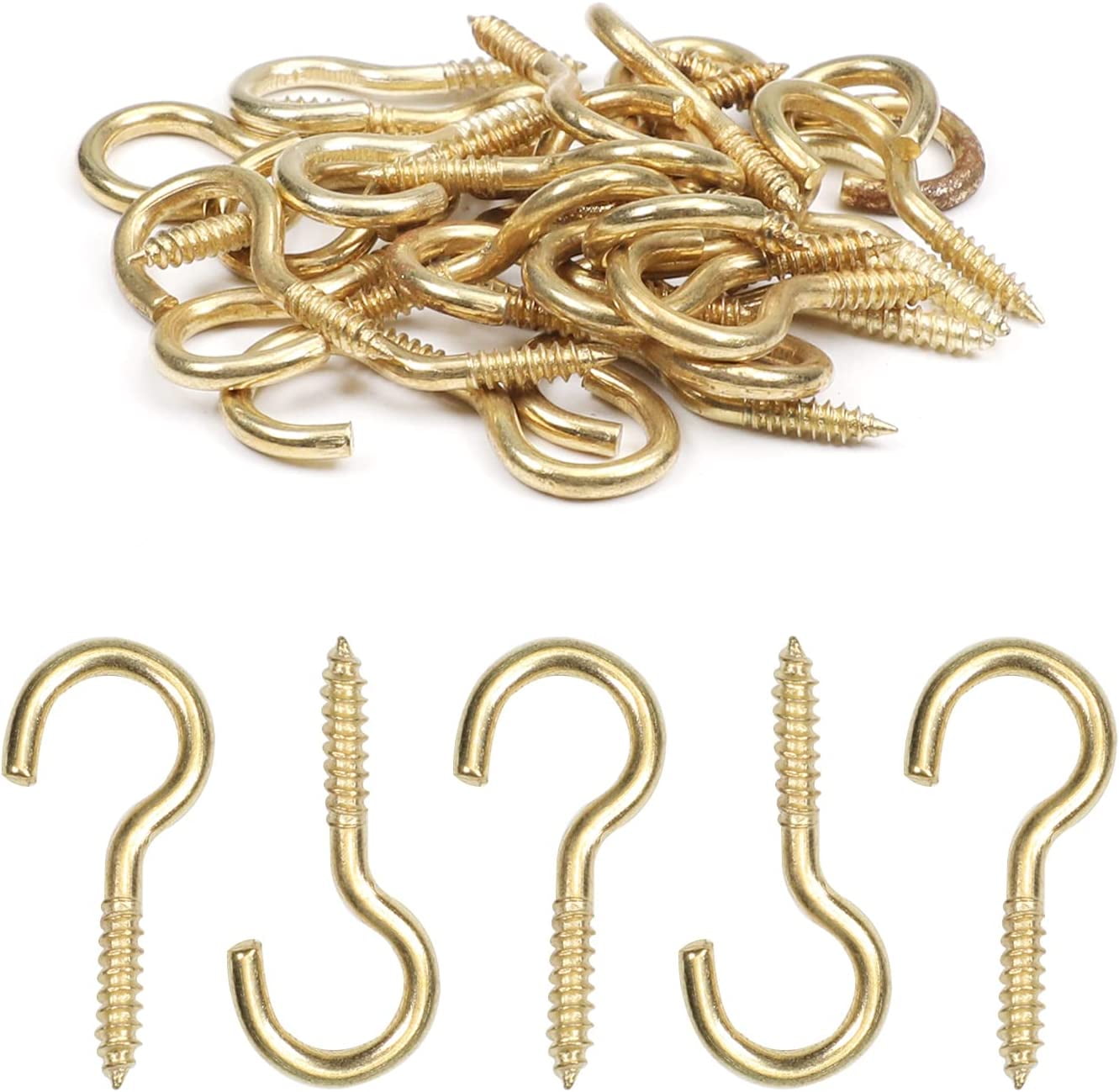 50Pcs 0.94" Length Ceiling Cups Hooks Carbon Steel Screw in Hanger Hook ...