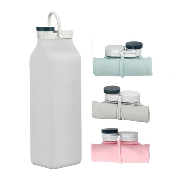 400/600ml Silicone Collapsible Rollable Leak Proof Outdoor Sports Water ...