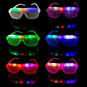 12 Glow Frame LED Flashing Glasses Light Up Sunglasses Wedding Party ...