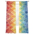 Abstract Rainbow Geometric Chiffon Sheer Curtains 84 Inches Long ...