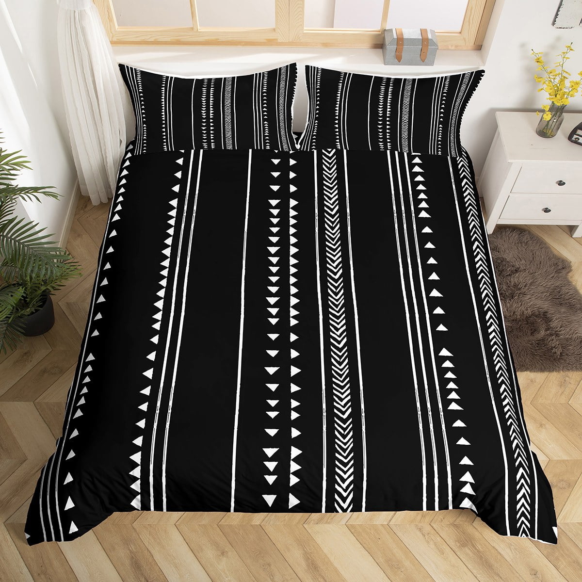 Rustic Boho Comforter Cover Twin Black White Aztec Bedding Set Simple ...