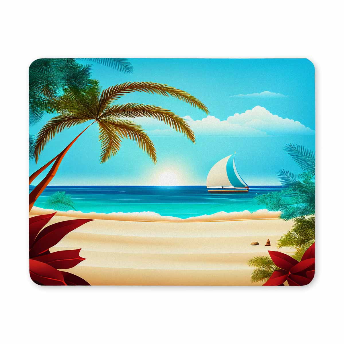 Square Beach Style Anti-Slip Rubber Mouse pad with Durable Stitched ...