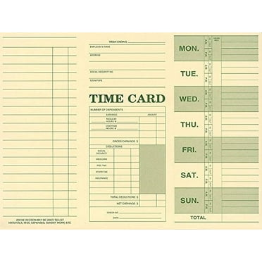 Time Card for uPunch HN1000, HN3000, HN3600 Bundle, 100/Pk ...