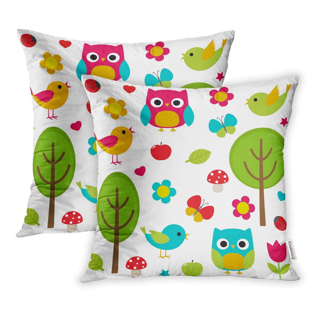 ECCOT Pink Butterfly Owls Birds Flowers Butterflies Ladybugs Blue Kid ...