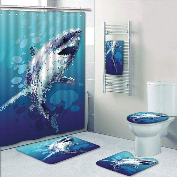 EREHome Digital Made Psychedelic Shark Figure with Droplets Scary ...