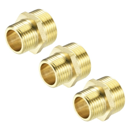 Uxcell G1/2 x G3/4 Male Thread Brass Hex Reducer Pipe Fitting Connector Adapter 3 Pack | Walmart ...