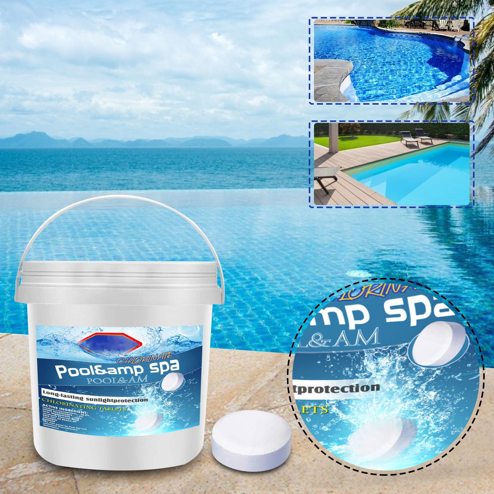 300Pcs Swimming Pool Effervescent Tablets Chlorine Pills Cleaning Water ...