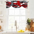 Abstract Art Tie Up Valance Curtains Red White Black Gray Line Modern ...