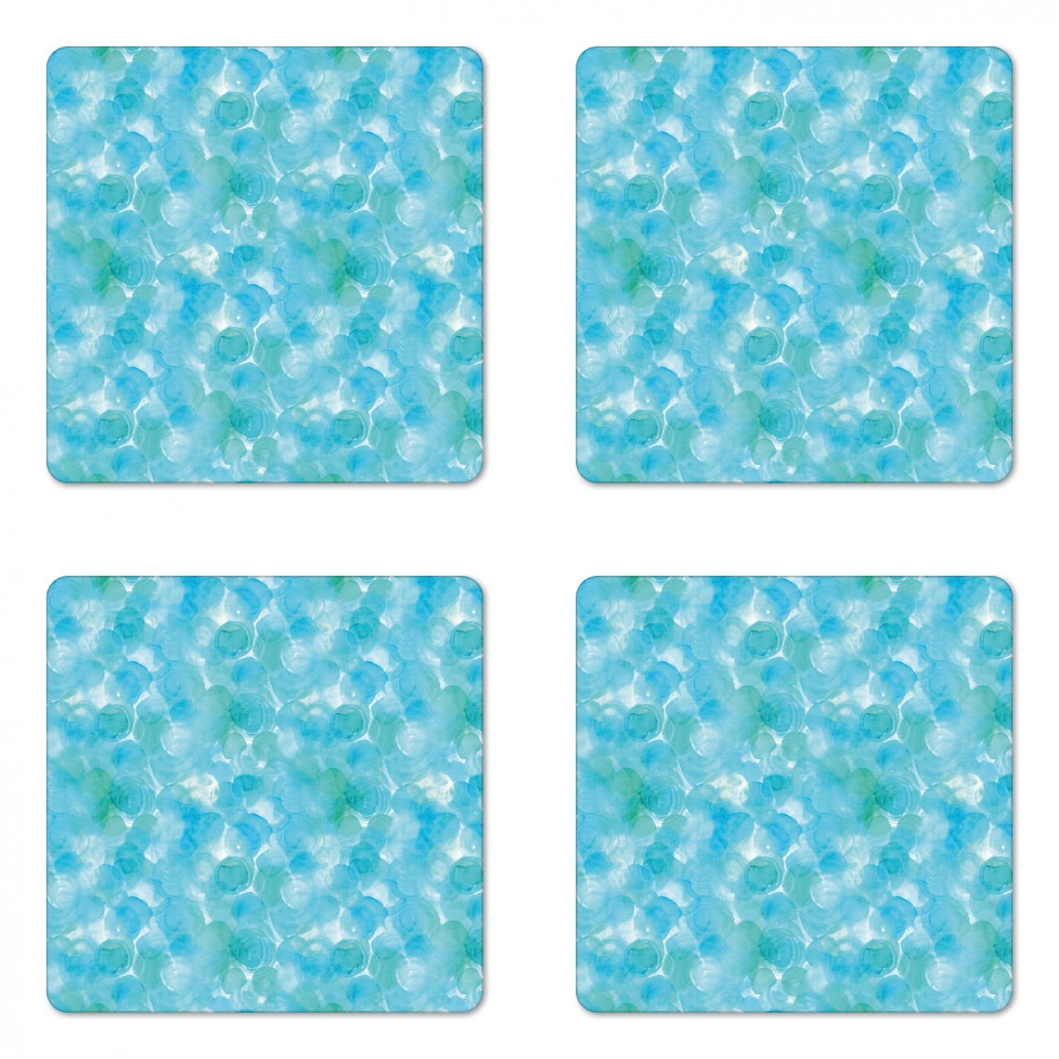 Teal Coaster Set of 4, Abstract and Expressionist Watercolor Art Design ...