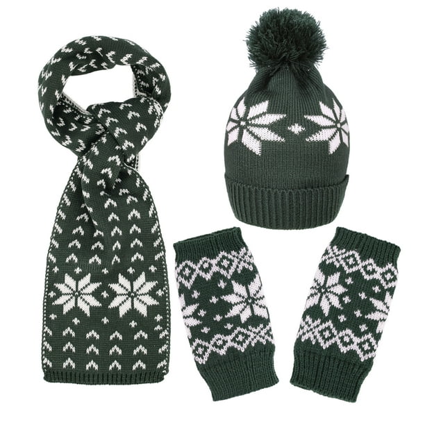 Simplicity Child Winter Knitted Warm Gloves Scarf Hat Set, 3593_Green ...