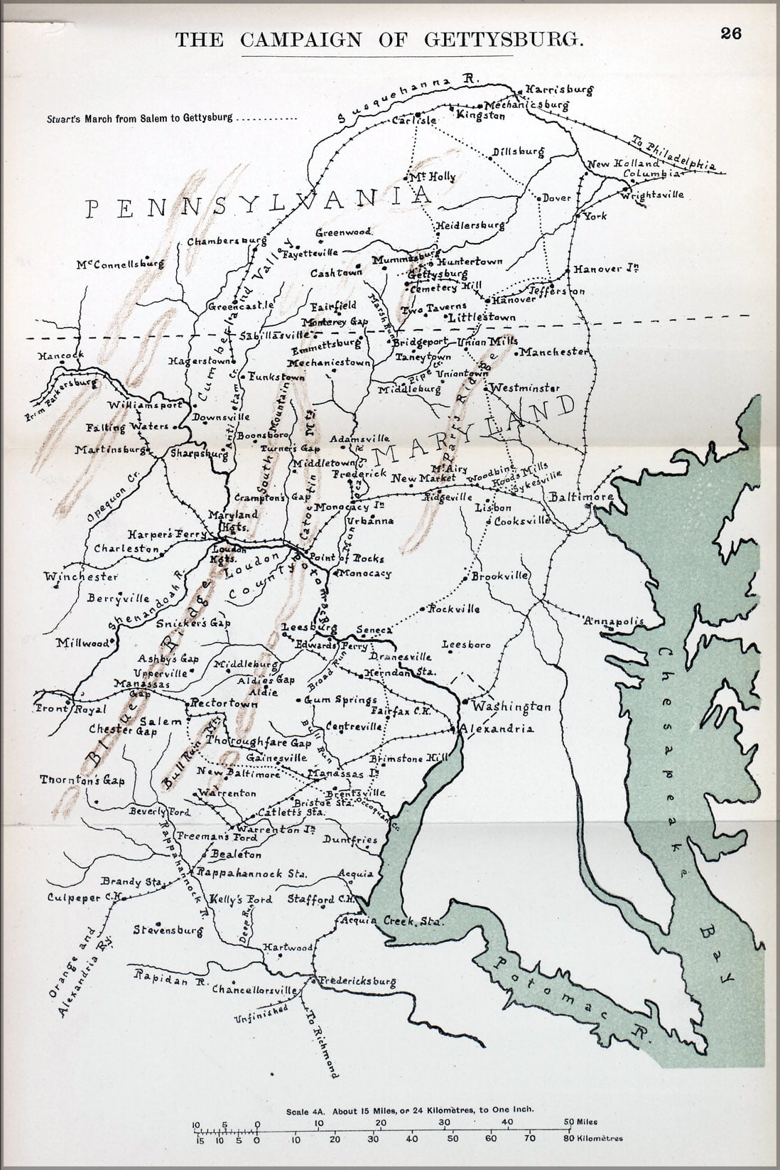 24"x36" Gallery Poster, Civil War battle map Campaign of Gettysburg ...