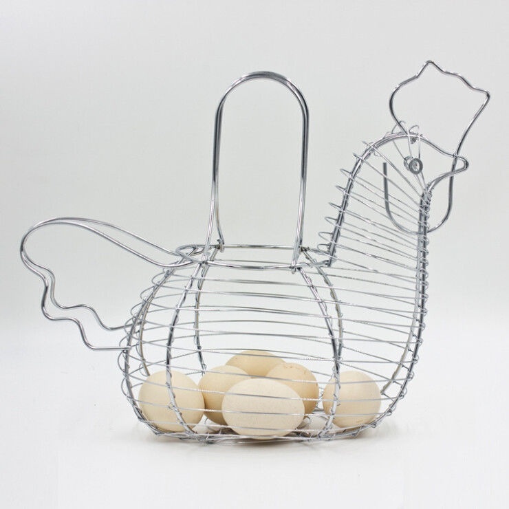 Chicken Egg Holder Large Metal Wire Hen Shaped Kitchen Storage Basket ...