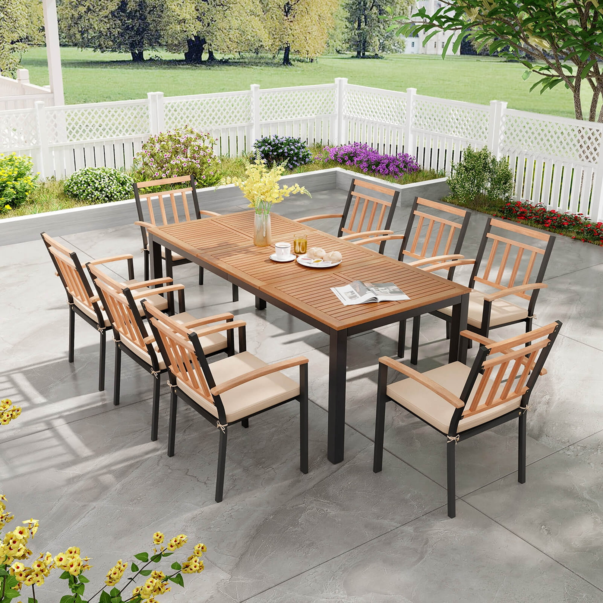 Click here for Costway 9 Pcs Outdoor Dining Table & Chairs Set Ta... prices