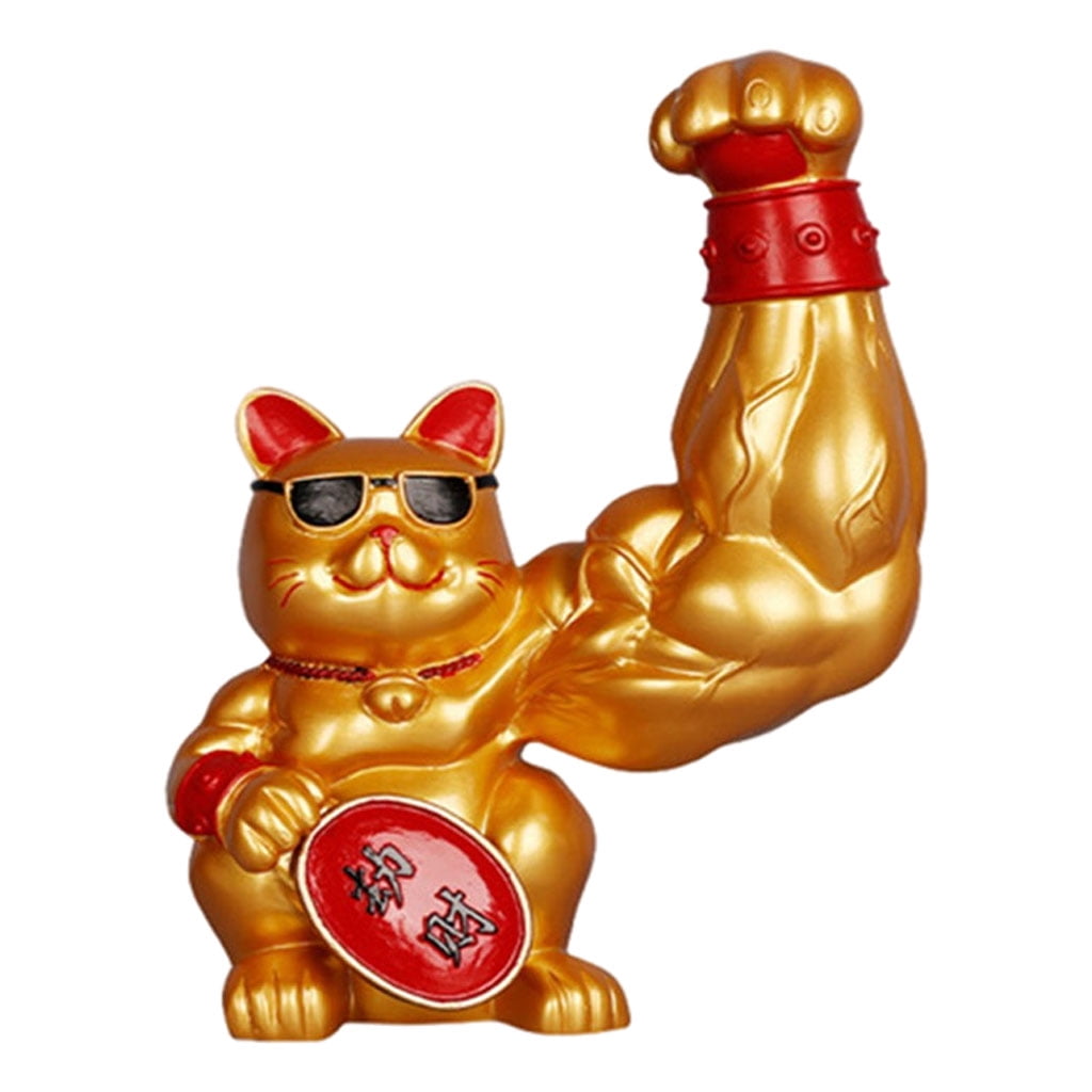 Chinese Lucky Cat Figurine Welcoming Cat Living Room - Walmart.com