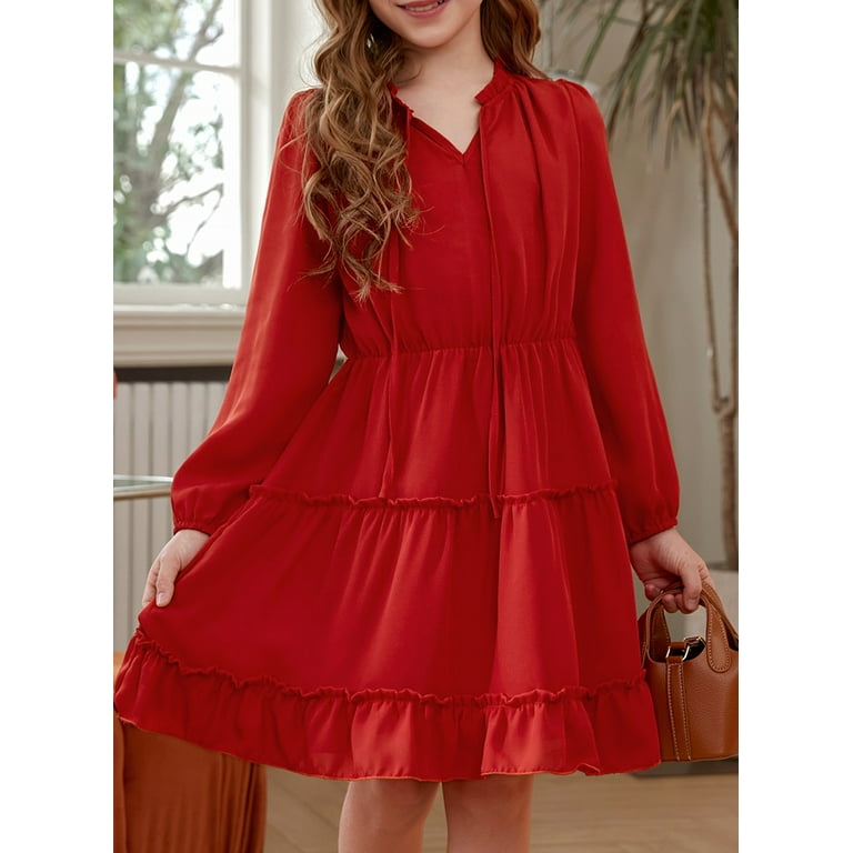 Red Casual Dress For Girls