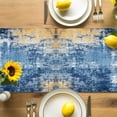Abstract Mottled Texture Table Runner, Yellow Blue Painting Cotton ...
