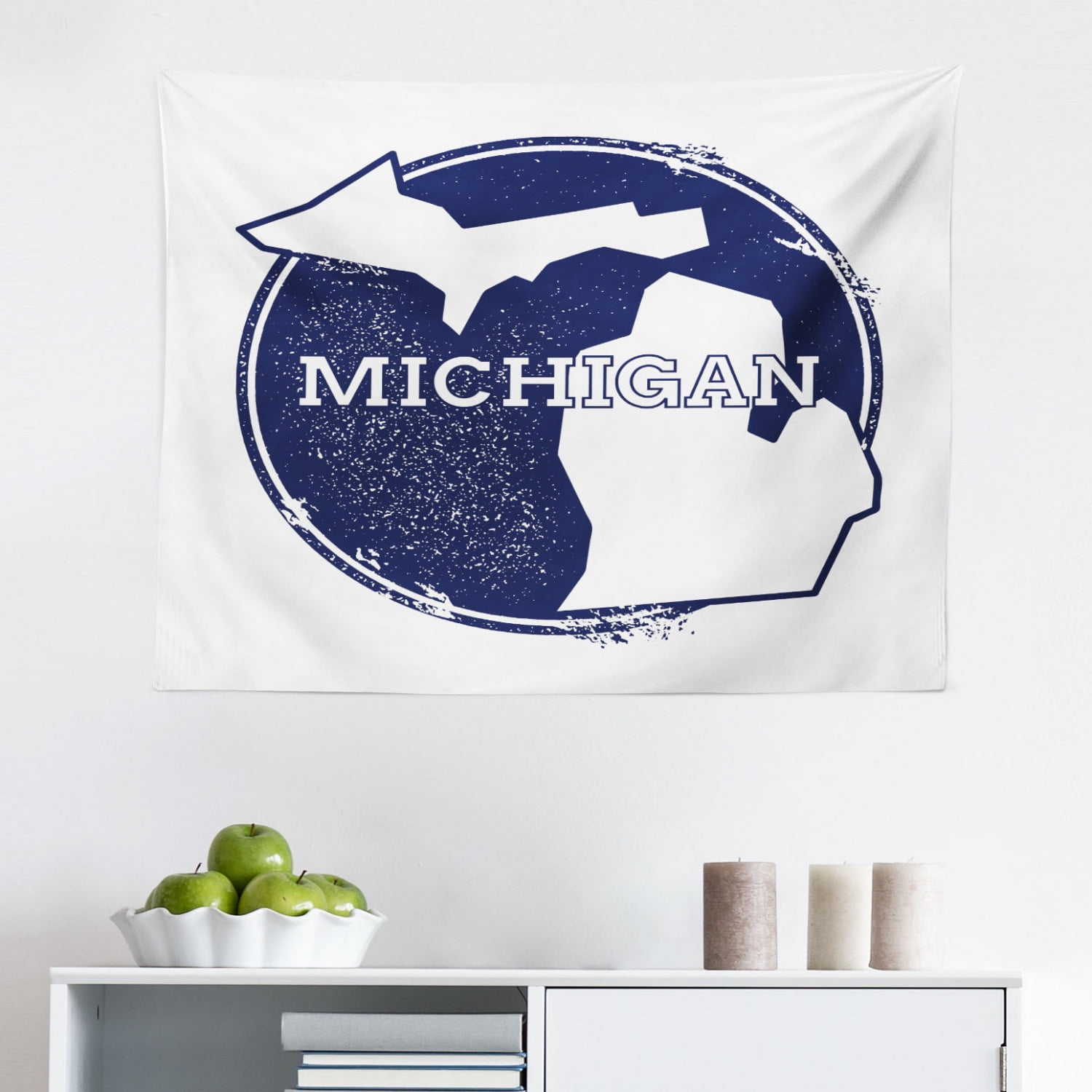 Michigan Tapestry, Detroit Michigan USA City Skyline with Grey ...