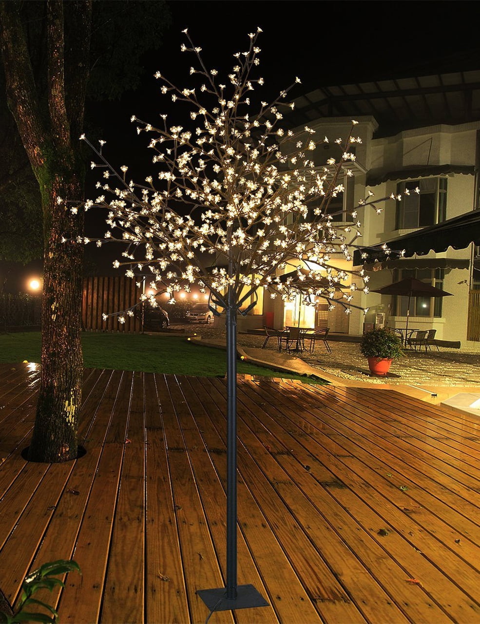 Lightshare 8 ft. 600 LEDs Cherry Blossom City Tree, Warm White Lights ...