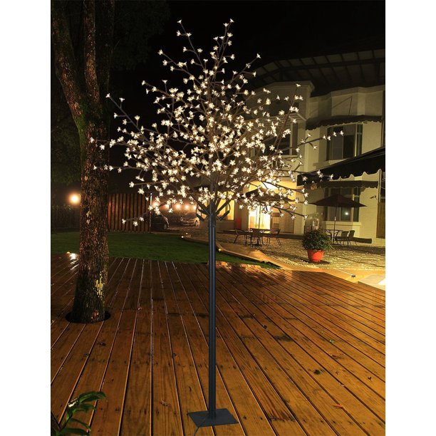 Lightshare 8 ft. 600 LEDs Cherry Blossom City Tree, Warm White Lights ...