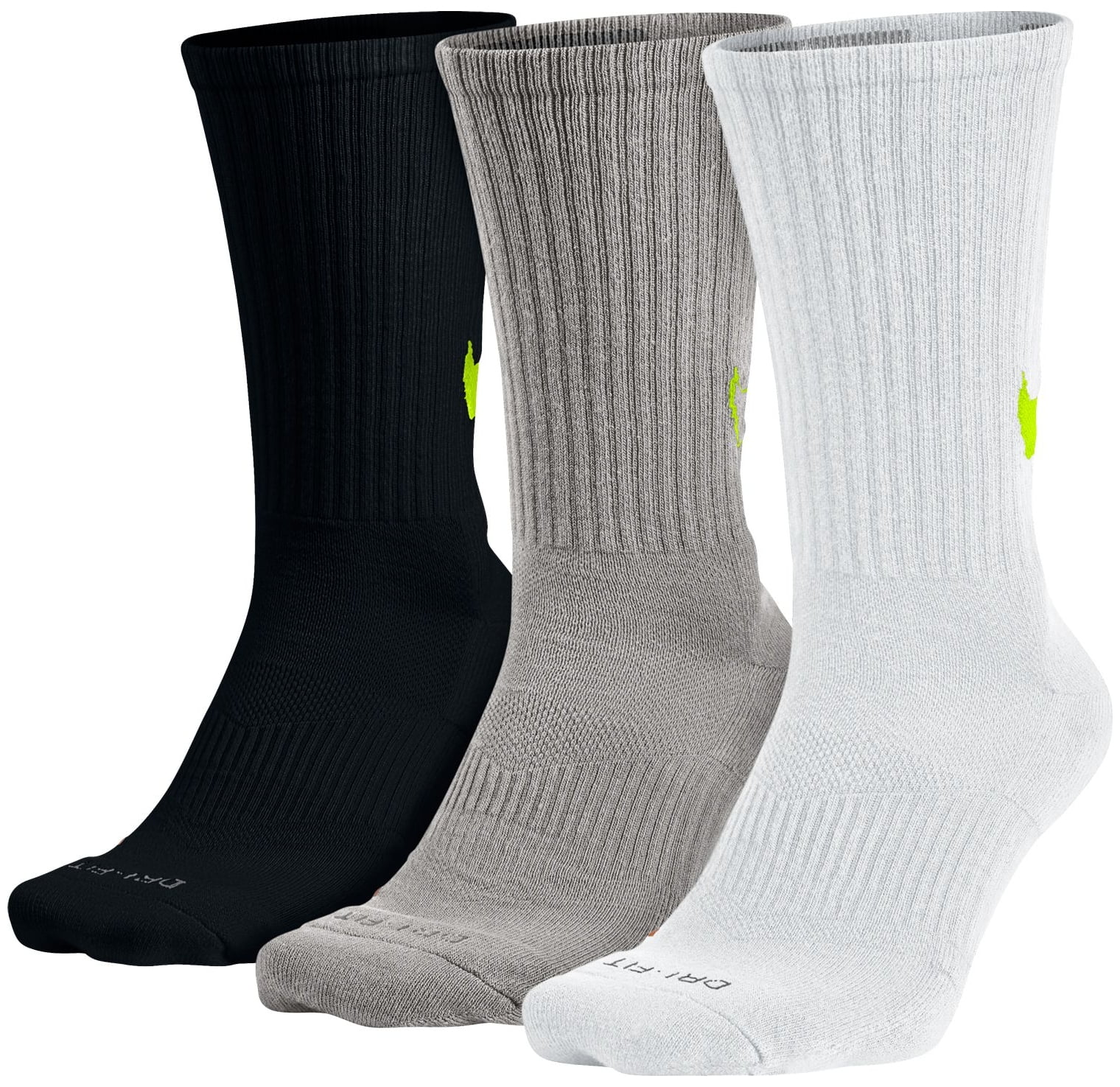 Nike Mens 3pk Dri-FIT Midweight Socks, Multicoloured, Large - Walmart.com