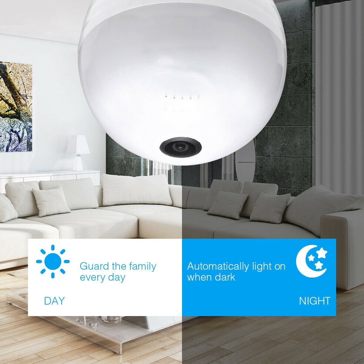 Buy HD 1080P 360° Panoramic WiFi IP Camera Light Bulb Home Security ...