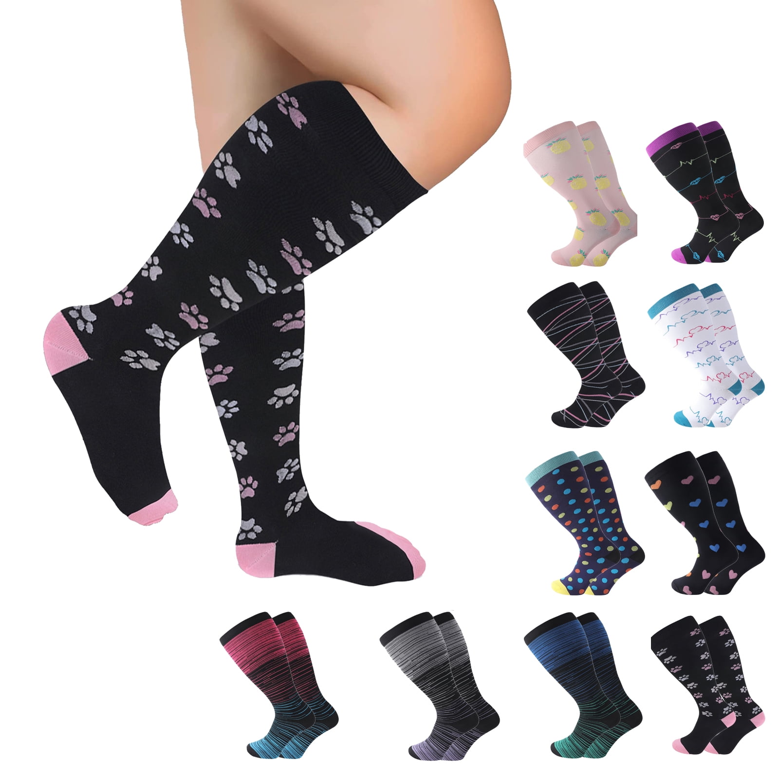 Projectretro Extra Wide Calf Compression Socks for Women and Men ...