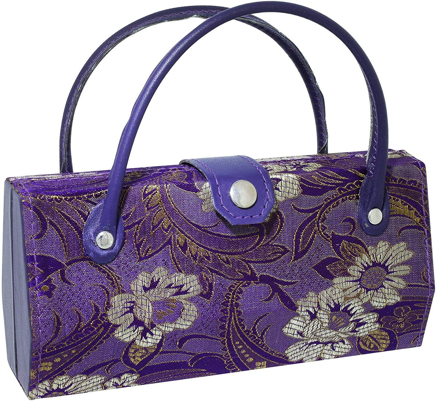 Asian Silk Brocade Style Eyeglass Case Mini Handbag Design Inner Mirror ...